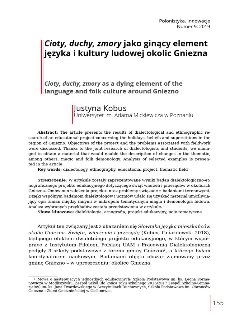 Cioty, Duchy, Zmory Jako Ginący Element Języka I Kultury Ludowej Okolic ...