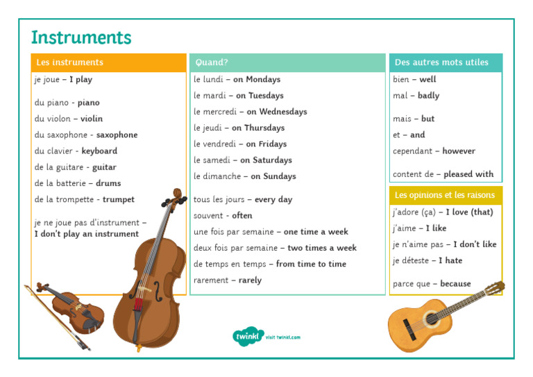 Instruments de musique en anglais | PDF