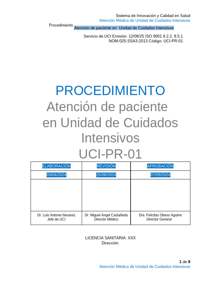 Formato de Proceso (Actividad3) | PDF | Unidad de Cuidados Intensivos | Cuidado de la salud