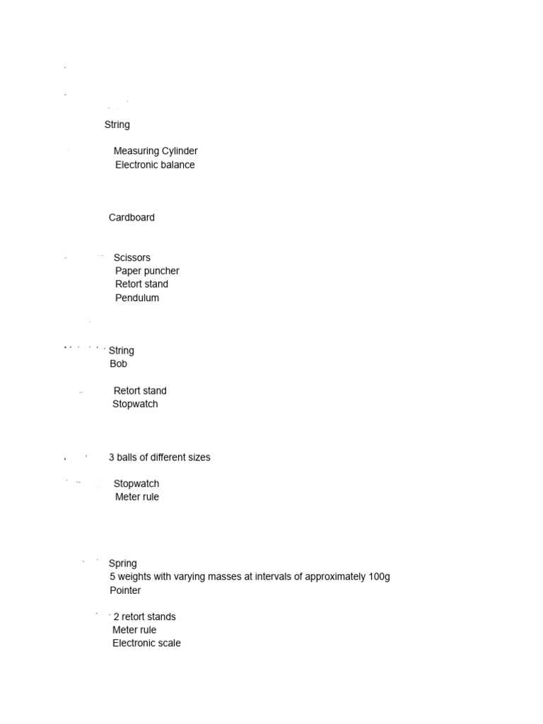 Class 12 Physics Lab Materials List | PDF