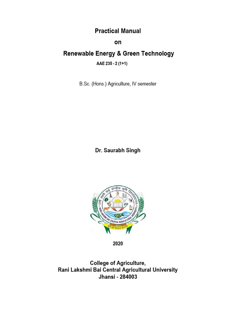 AAE 235 Renewable Energy and Green Technology | PDF | Solar Energy | Biogas