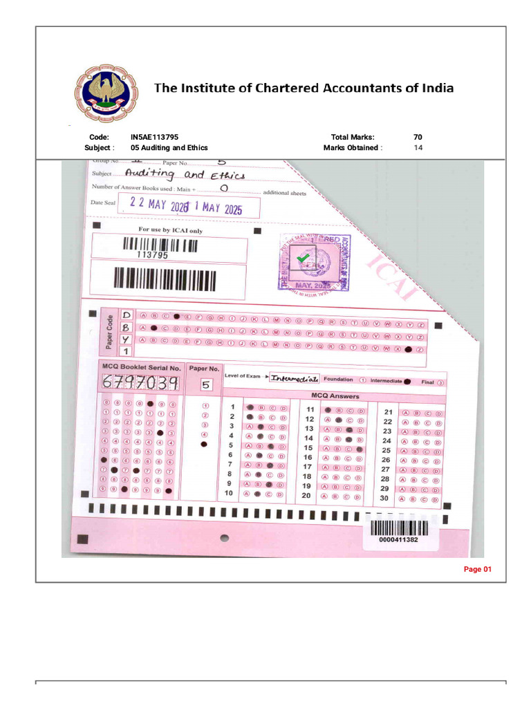 Auditing and Ethics Marks Report | PDF