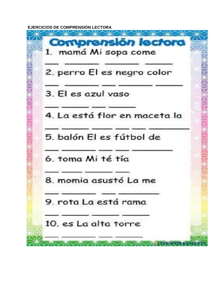 Ejercicios de Comprensión Lectora | PDF