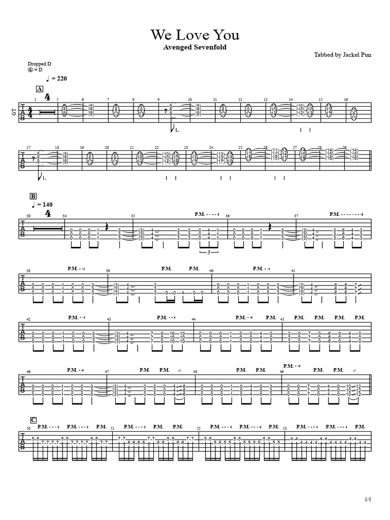 We Love You - A7X Tab Guide | PDF