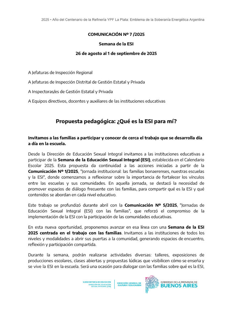 Semana de la ESI 2025: Mi Familia y Yo | PDF | Educación primaria ...