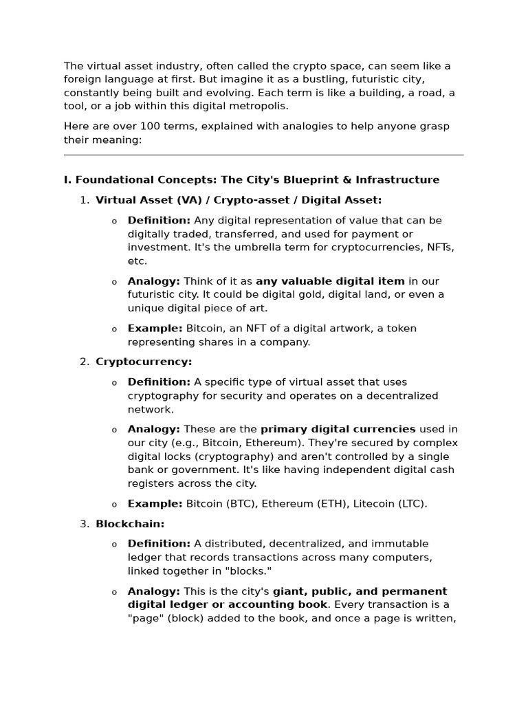Common Terms Used in Virtual Asset Industry | PDF | Cryptocurrency