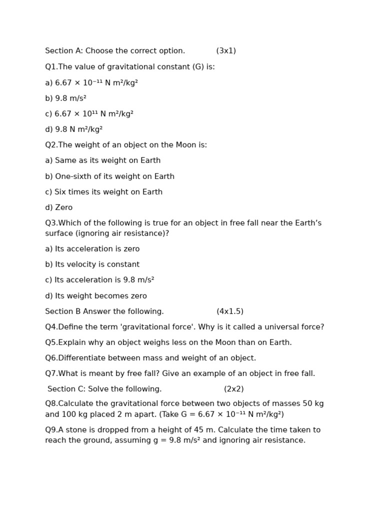 Class 9th Gravitation | PDF