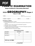 KCSE 2024 Geography Paper 1 With Answers | PDF | Volcano | Glacier