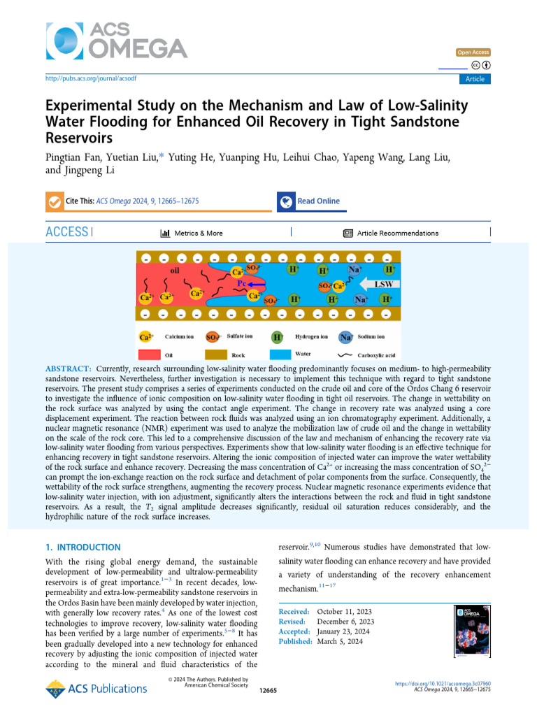 Experimental Study On The Mechanism and Law of Low Salinity Water ...