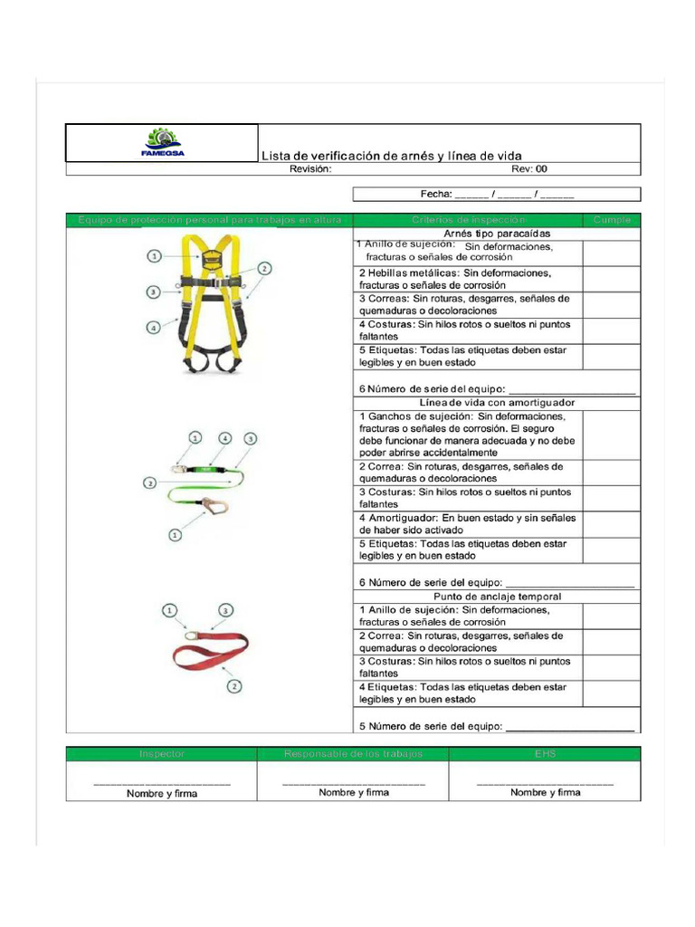 Check List Arnes y Linea de Vida | PDF