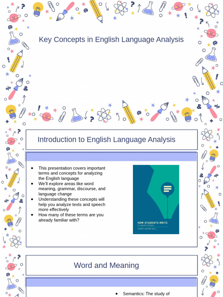 English Language Analysis Essentials | PDF | Semantics | Grammatical Tense