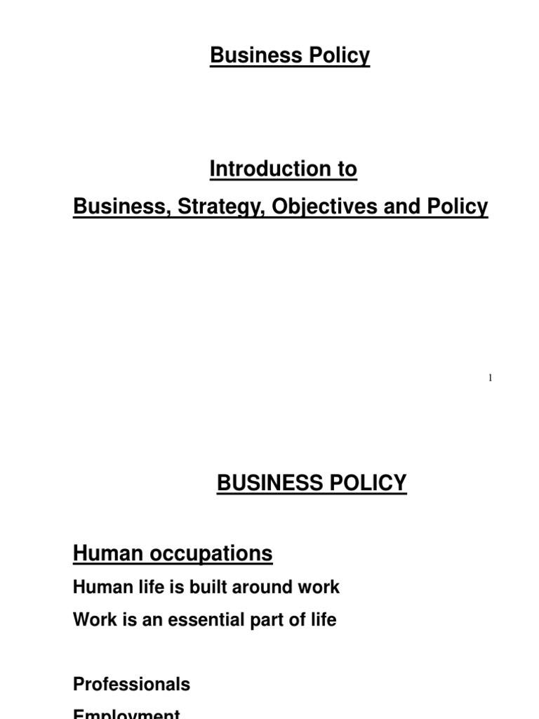 1.introduction To Business, Strategy, Objectives and Policy | PDF ...