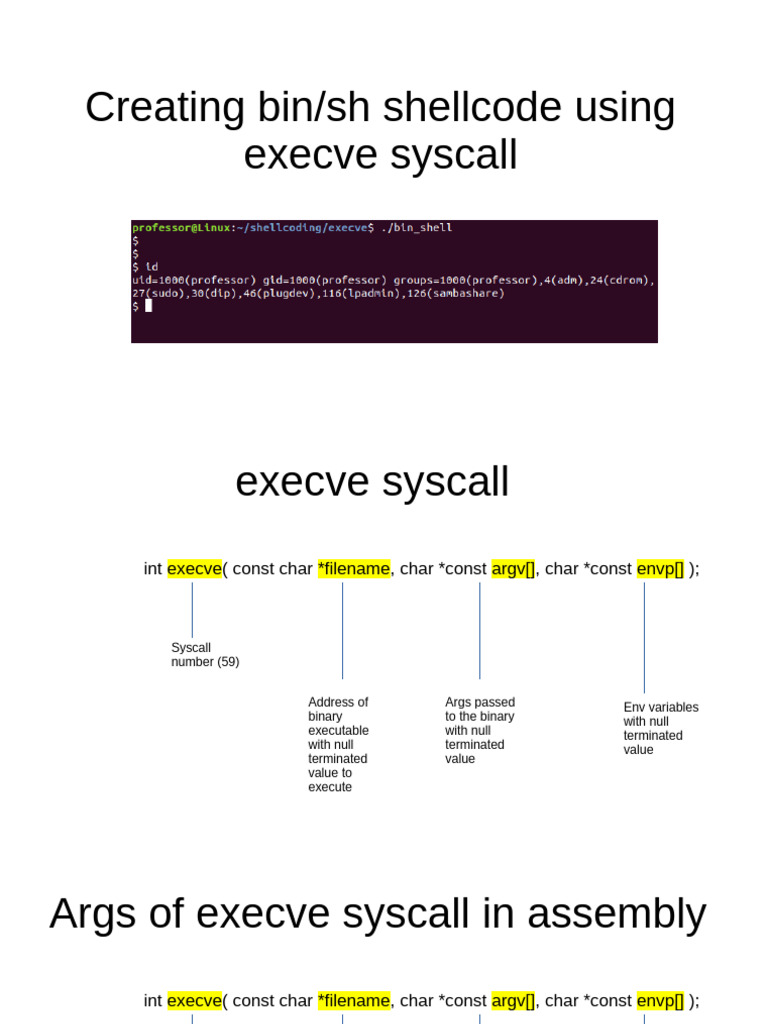 Creating Shellcode with execve Syscall | PDF | Computer Programming | Operating System Technology