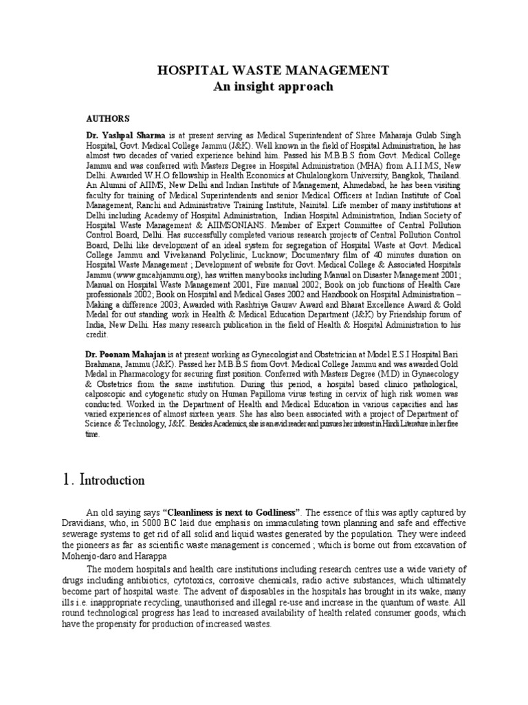 Hospital Waste Management | PDF