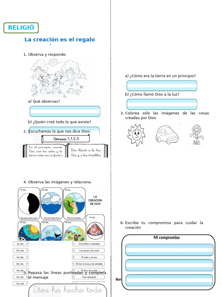 1 - Ficha Religion - La Creación | PDF