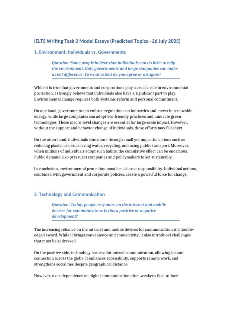 IELTS Writing Task 2 Model Essays Guide | PDF | Cost Of Living | Crimes