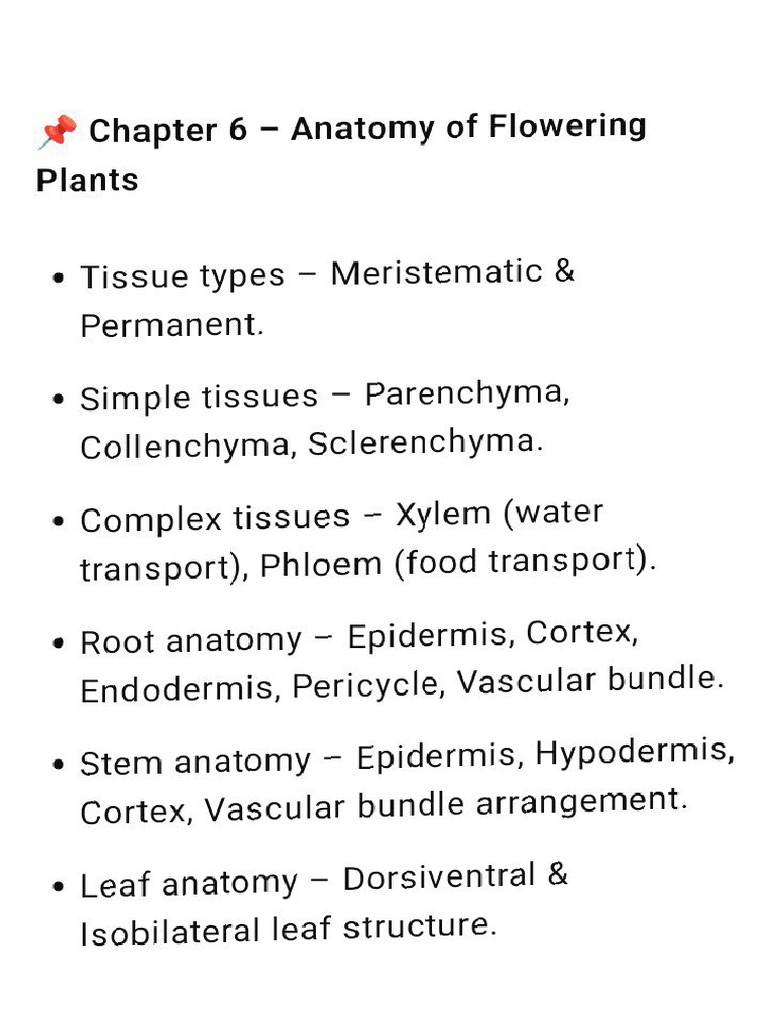 Class 11 Bio CH 6 Short Notes | PDF