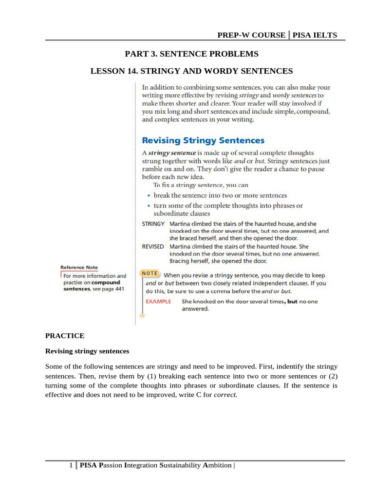 Revising Stringy and Wordy Sentences | PDF