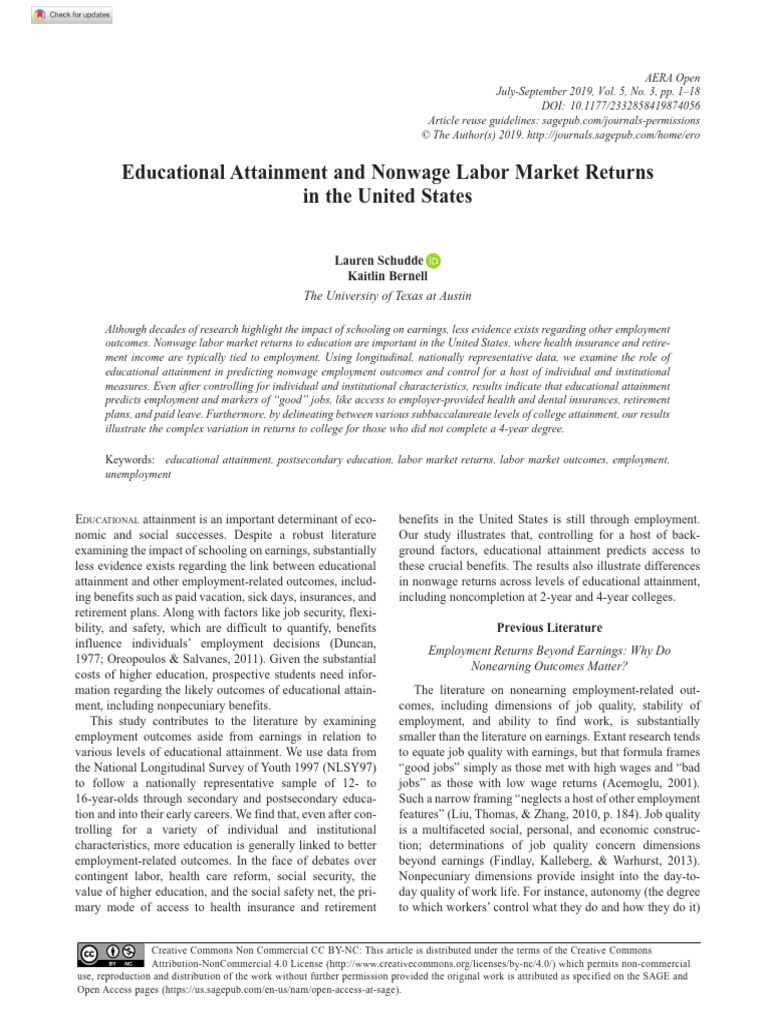 Educational Attainment and Job Benefits | PDF | Employment | Sampling ...