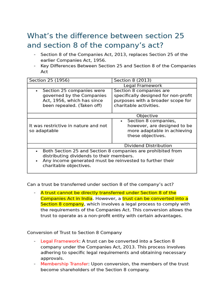 Differences Between Section 25 and 8 | PDF | Nonprofit Organization ...