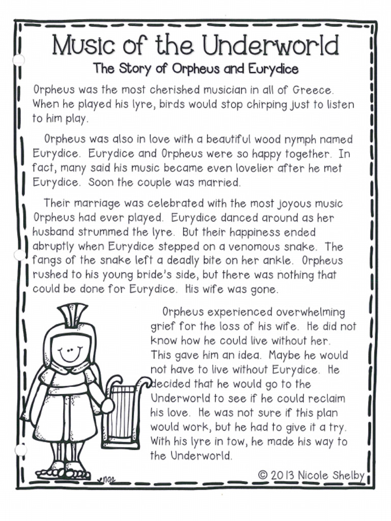 Music of The Underworld. The Story of Orpheus and Eurydice | PDF