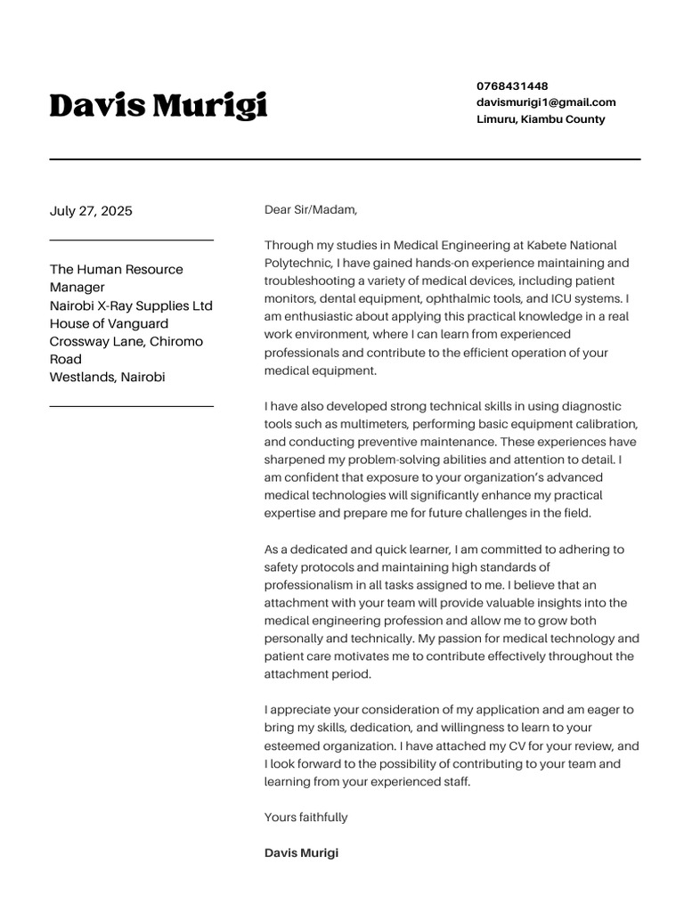Cover Leter | PDF | Biomedical Engineering | Cognition