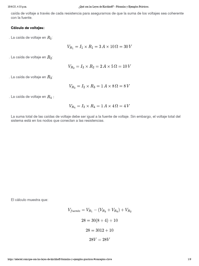 ¿Qué Son Las Leyes de Kirchhoff - Fórmulas y Ejemplos Prácticos | PDF ...