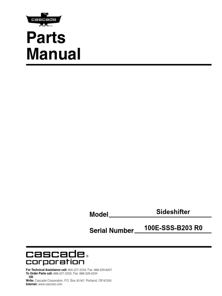 Cascade Sideshift Parts Manual | PDF | Internal Combustion Engine | Engines