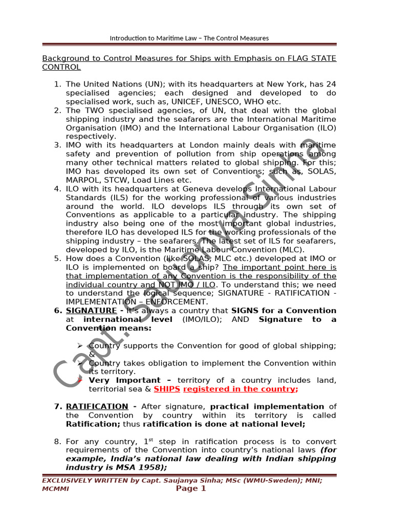 Maritime Law: Flag State Control Measures | PDF | Shipping | Water ...