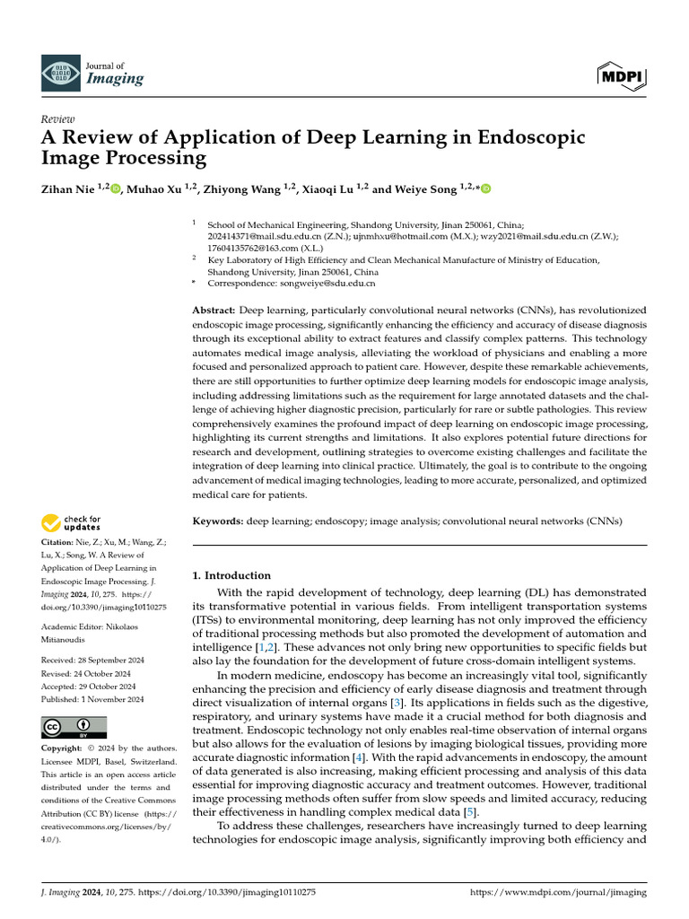 9.a Review Application Deep Learning Endoscopic | PDF | Deep Learning | Image Segmentation