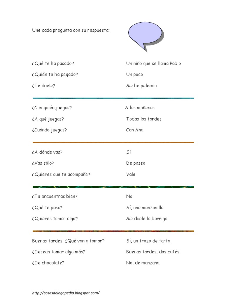 Une Cada Pregunta Con Su Respuesta