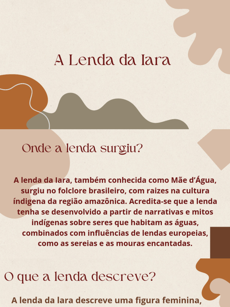 A Lenda da Iara: Mãe d'Água Amazônica | PDF
