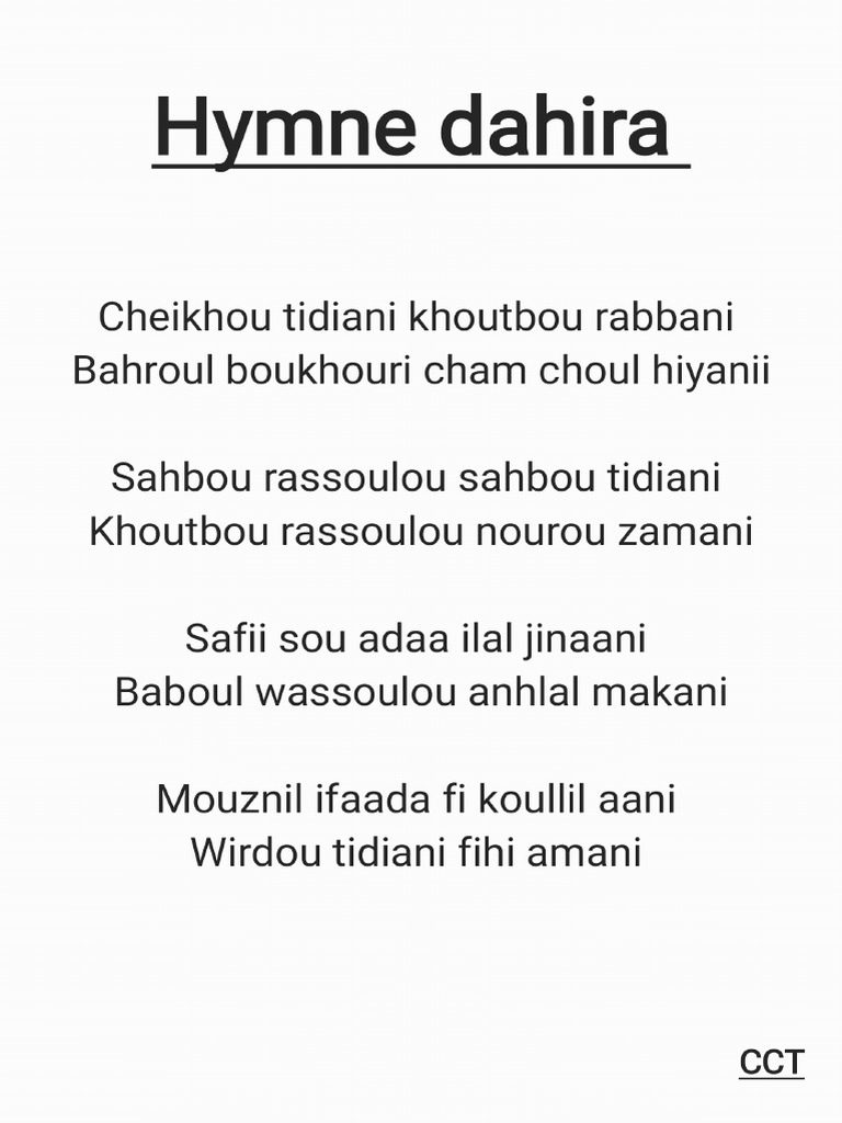 Hymne Dahira CCT | PDF