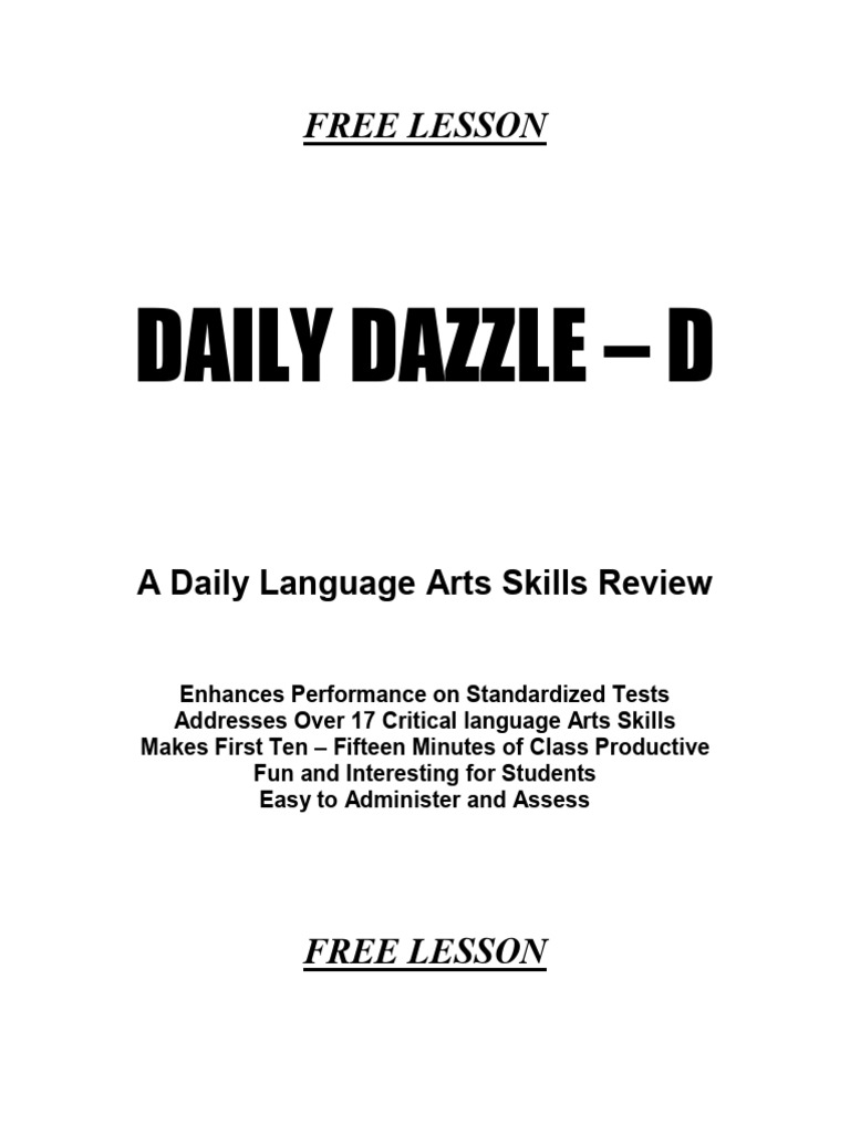 Daily Dazzle - D: Free Lesson | PDF | Subject (Grammar) | Noun