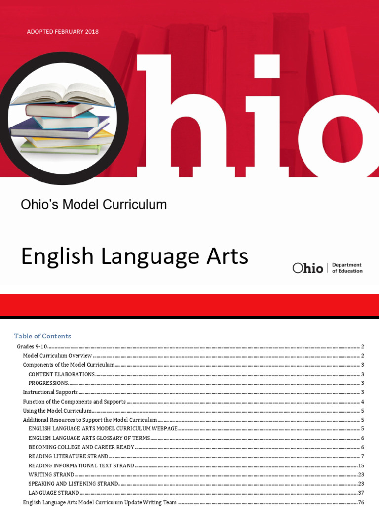Ohio Model Curriculum for ELA 9-10 | PDF | Reading Comprehension ...