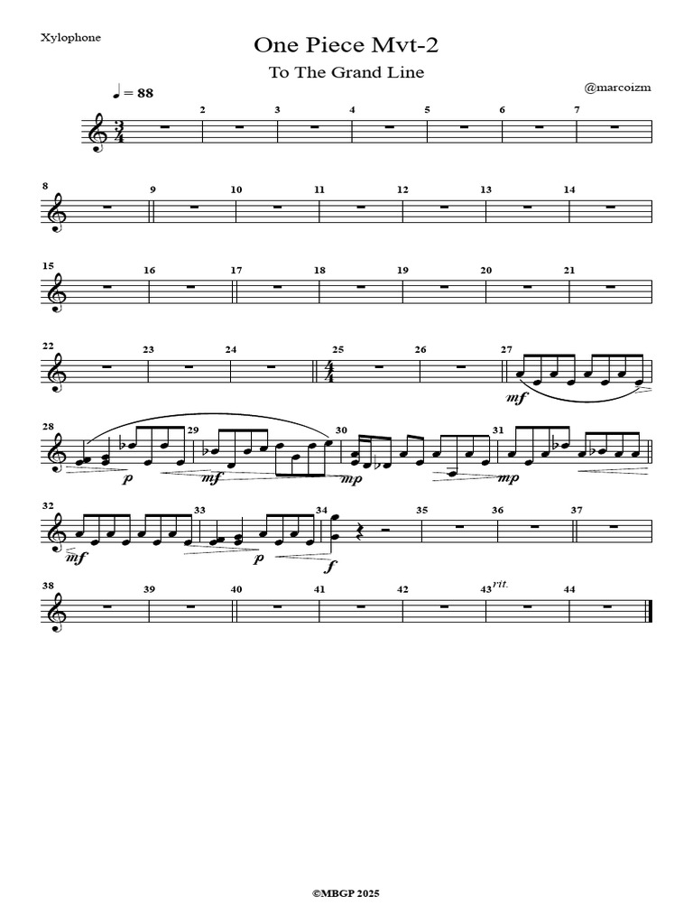 One Piece - Mvt.2 - Pits - Xylophone | PDF