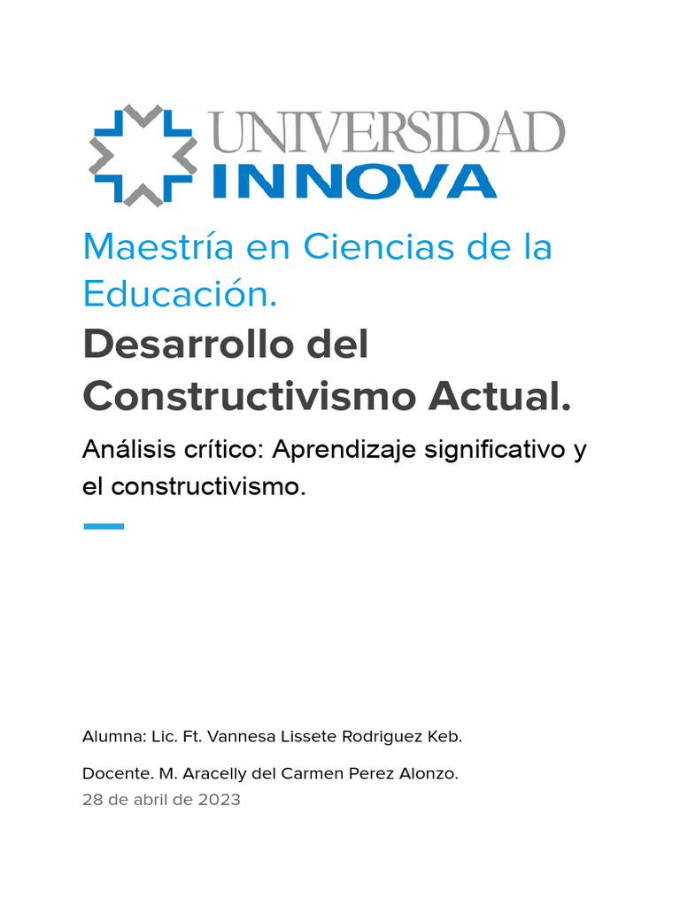 Aprendizaje Significativo y Constructivismo | PDF | Constructivismo ...