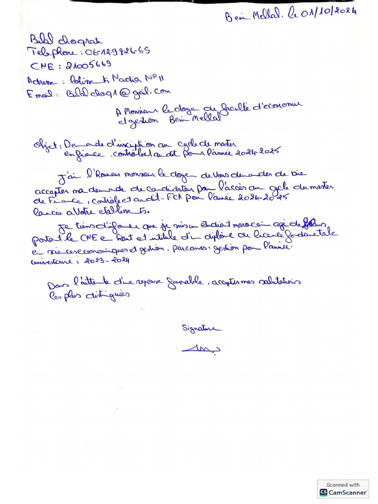 Demande Manuscrite 2 | PDF