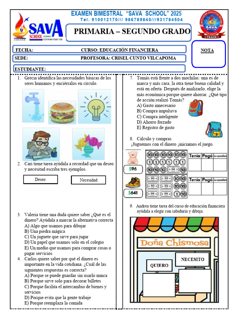 EDUACION FINANCIERA Segundo Grado | PDF | Economias