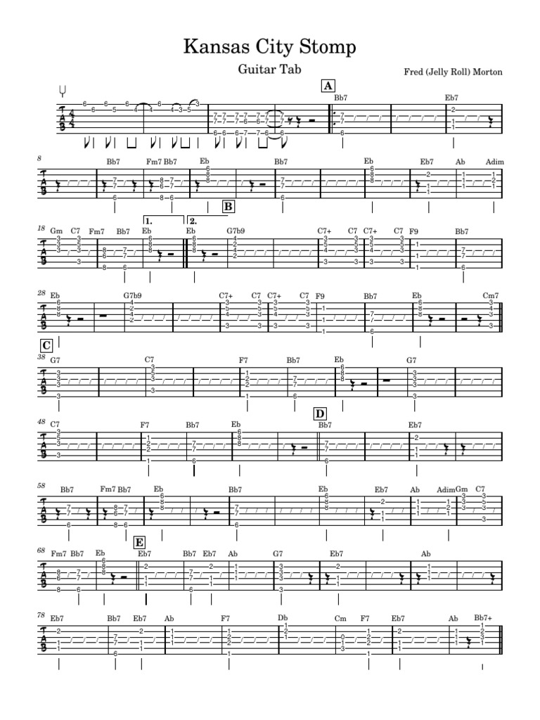 Kansas City Stomp Guitar Tabs | PDF | Musical Notation | Musical ...