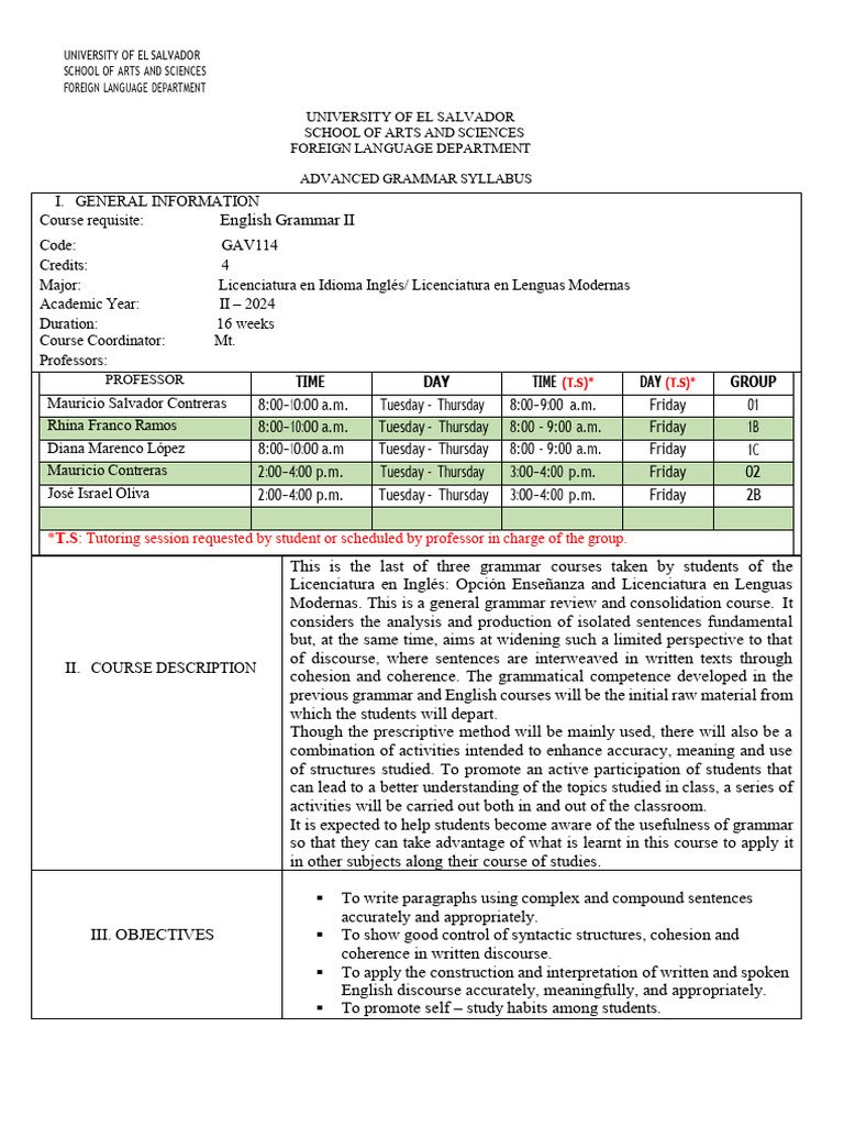 Advanced English Grammar Syllabus | PDF | Adjective | Clause