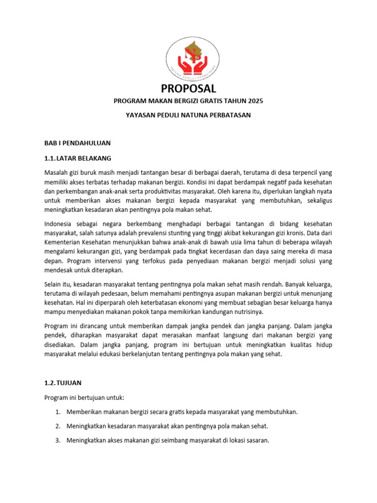 Proposal MBG 2025 | PDF