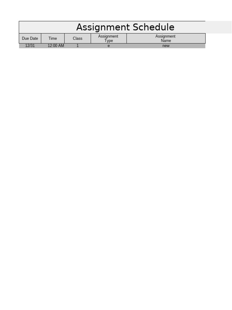 Assignment Schedule Template | PDF