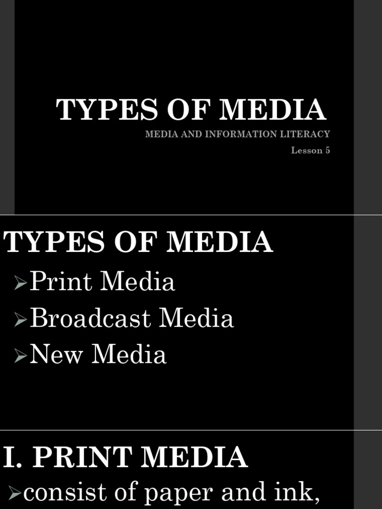 Lesson 5 - Types of Media | PDF | Mass Media | Newspapers