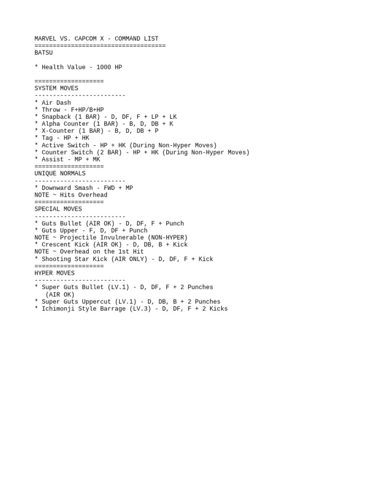 BATSU - Command List | PDF