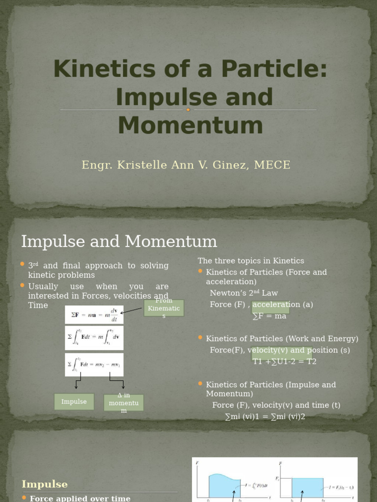Kinetics of Particle Impulse and Momentum | PDF | Force | Momentum