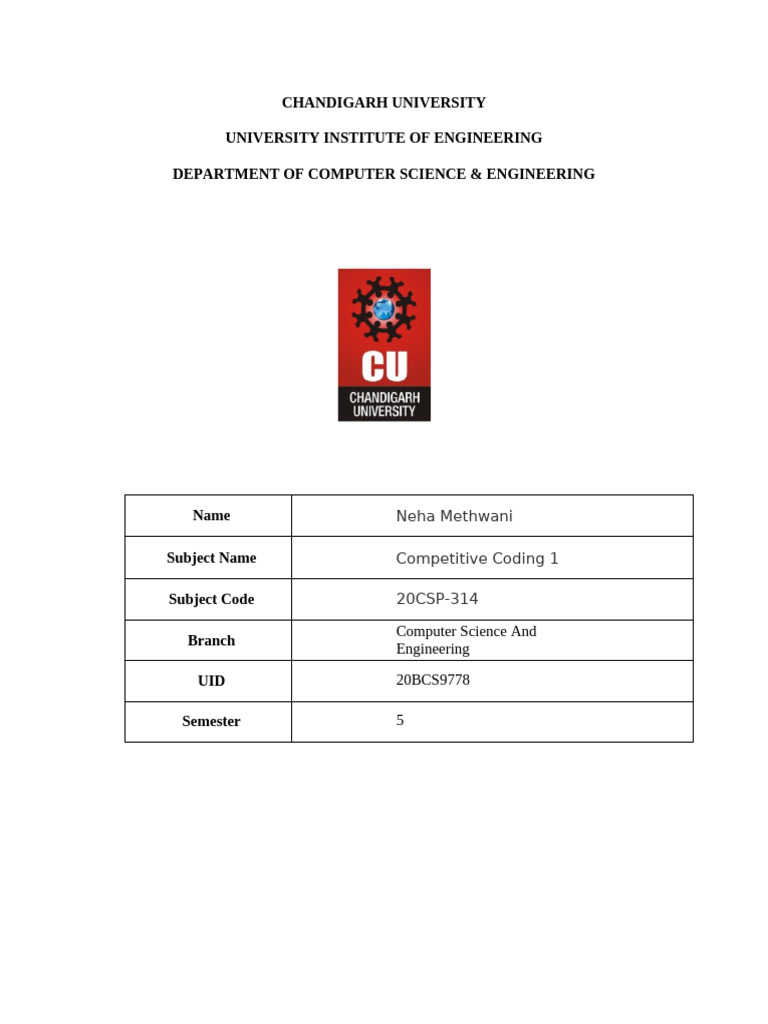 EXP 1.1 Competitive Coding | PDF | Computer Programming | Software ...