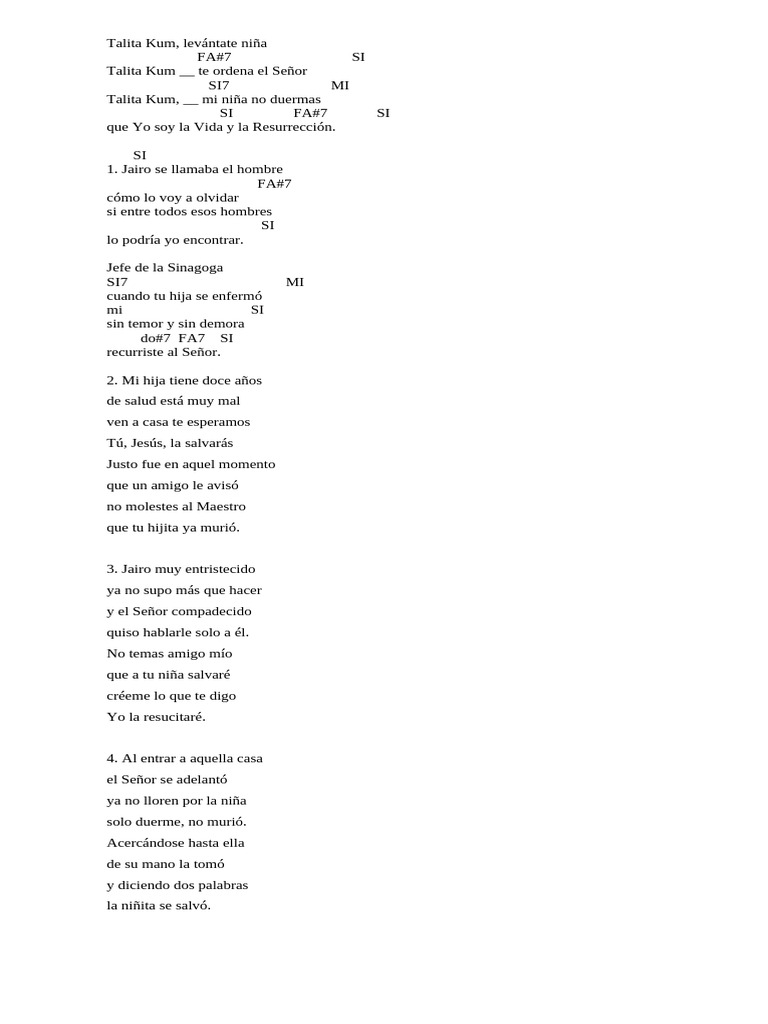Talita Kum: La Resurrección de Jairo | PDF