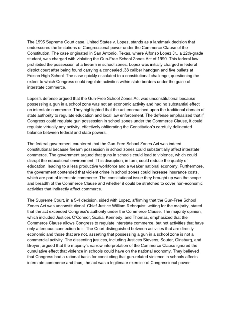 United States v. Lopez: When Congress Goes Too Far | PDF | Commerce ...