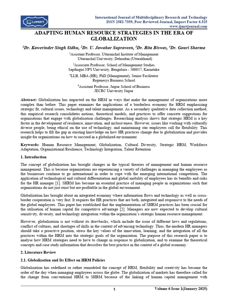 Adapting Human Resource Strategies | PDF | Employee Retention | Human ...